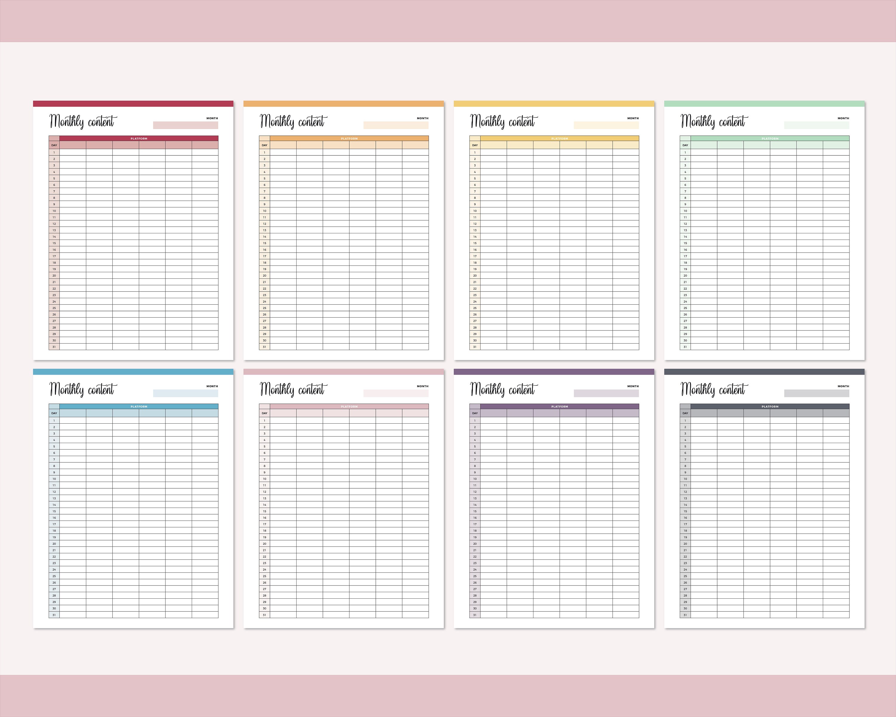 Printable Monthly Content Tracker Blog Content Tracker | Etsy