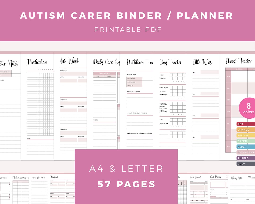 Autism Carer Binder Printable , Special Needs Child Planner, Autistic ...