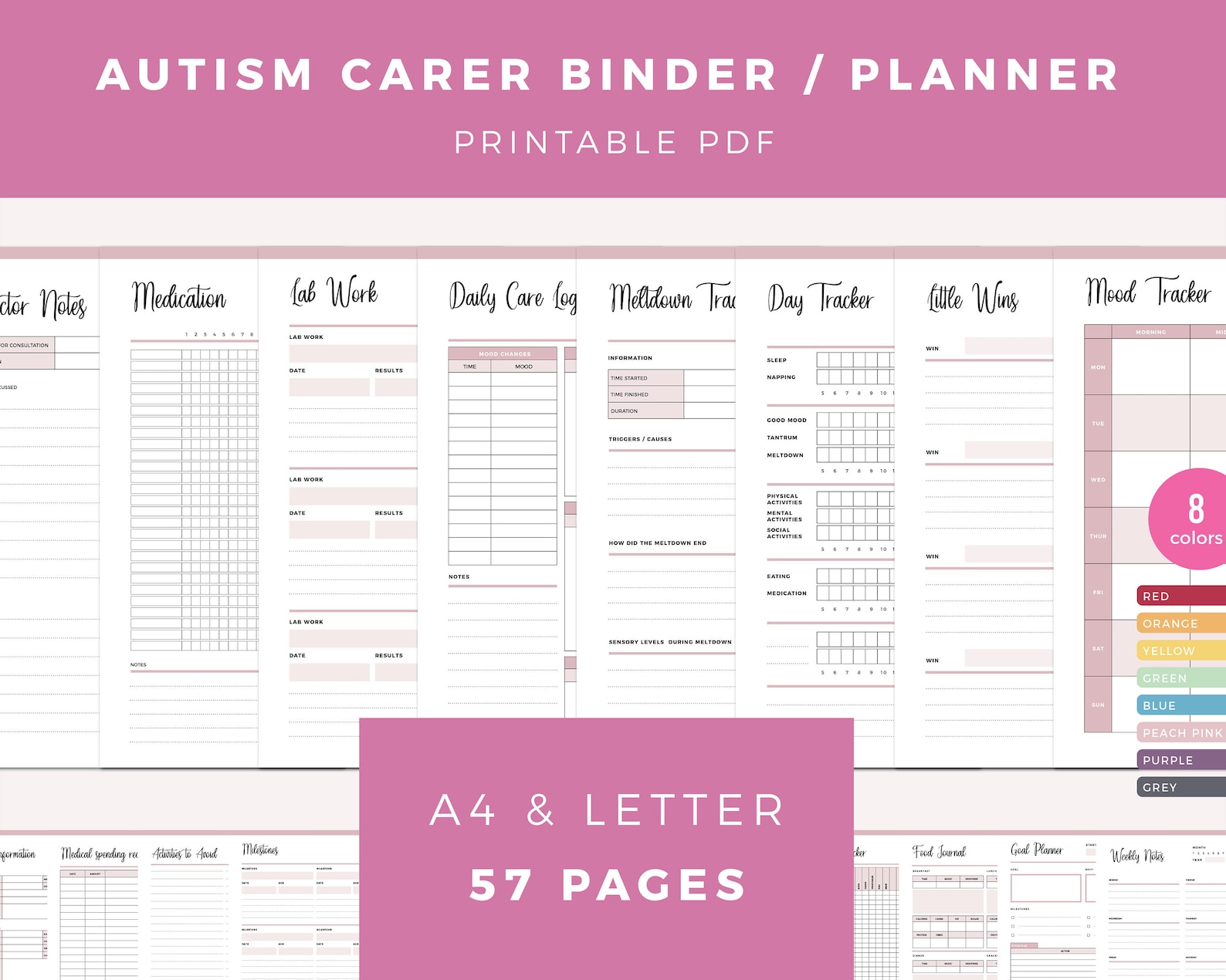 Autism Carer Binder Printable , Special Needs Child Planner, Autistic ...