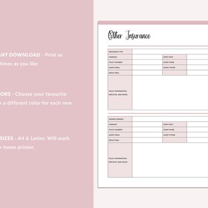 Insurance Tracker Printable, Insurance Tracking Template, Insurance ...