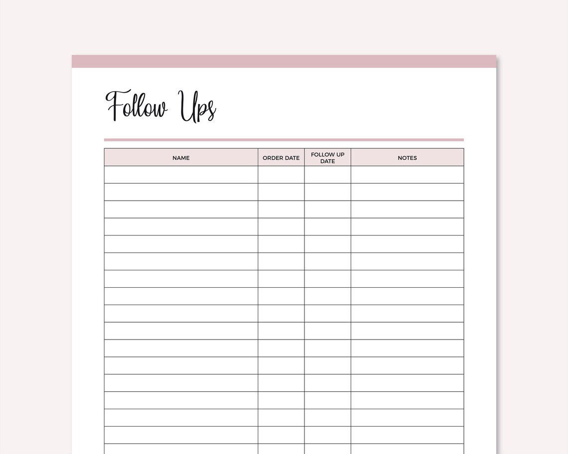 Printable Follow up Sheet Business Follow Ups Small Business | Etsy
