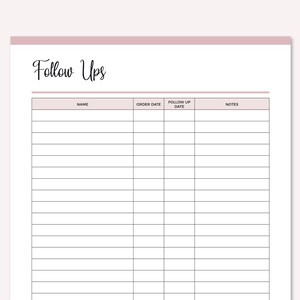 Printable Follow up Sheet Business Follow Ups Small Business | Etsy