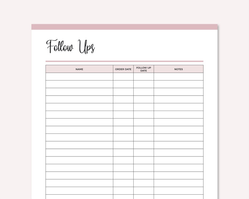 Printable Follow up Sheet Business Follow Ups Small Business | Etsy