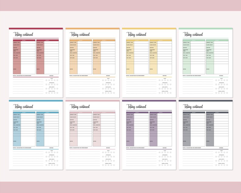 Candle Making Testing Sheet Printable Candle Burn Test - Etsy