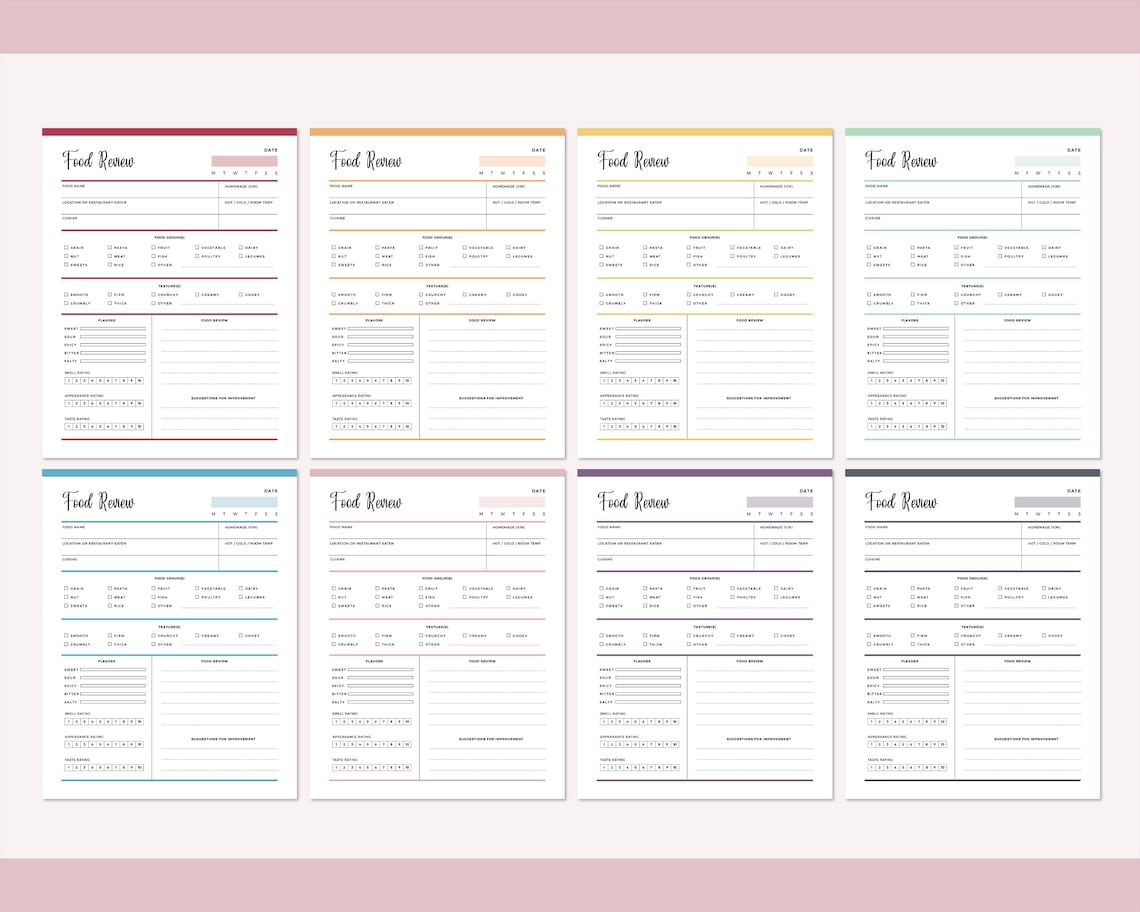 Printable Food Review Journal Restaurant Review Sheet Places | Etsy UK