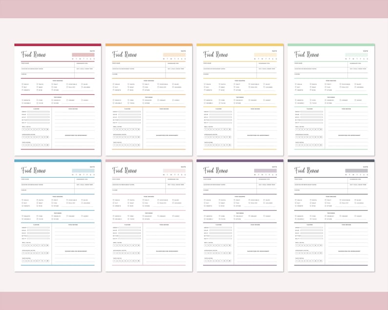 Printable Food Review Journal, Restaurant Review Sheet, Places to Eat ...