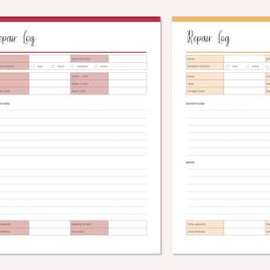 Printable Mechanic Repair Log - Auto Body Repair Sheet, Mechanical ...