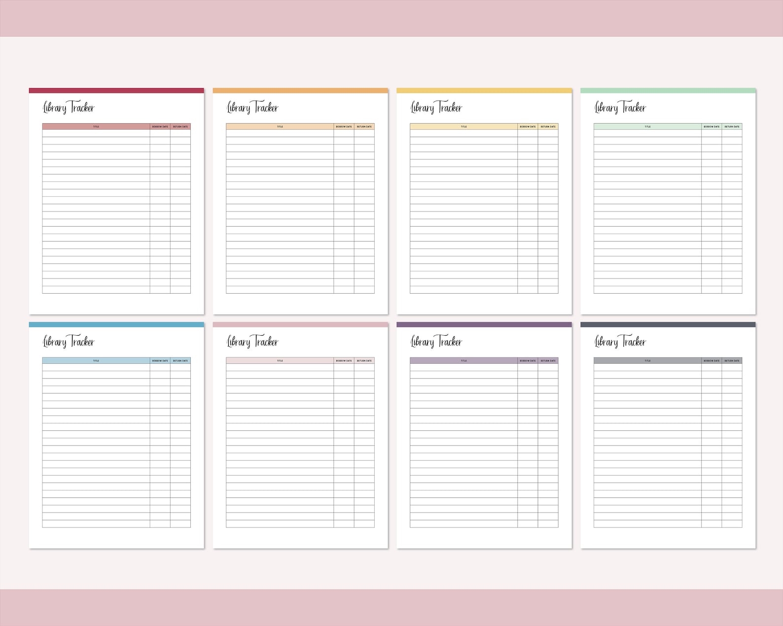 Printable Library Book Tracker, Library Borrowing Planner, Library ...