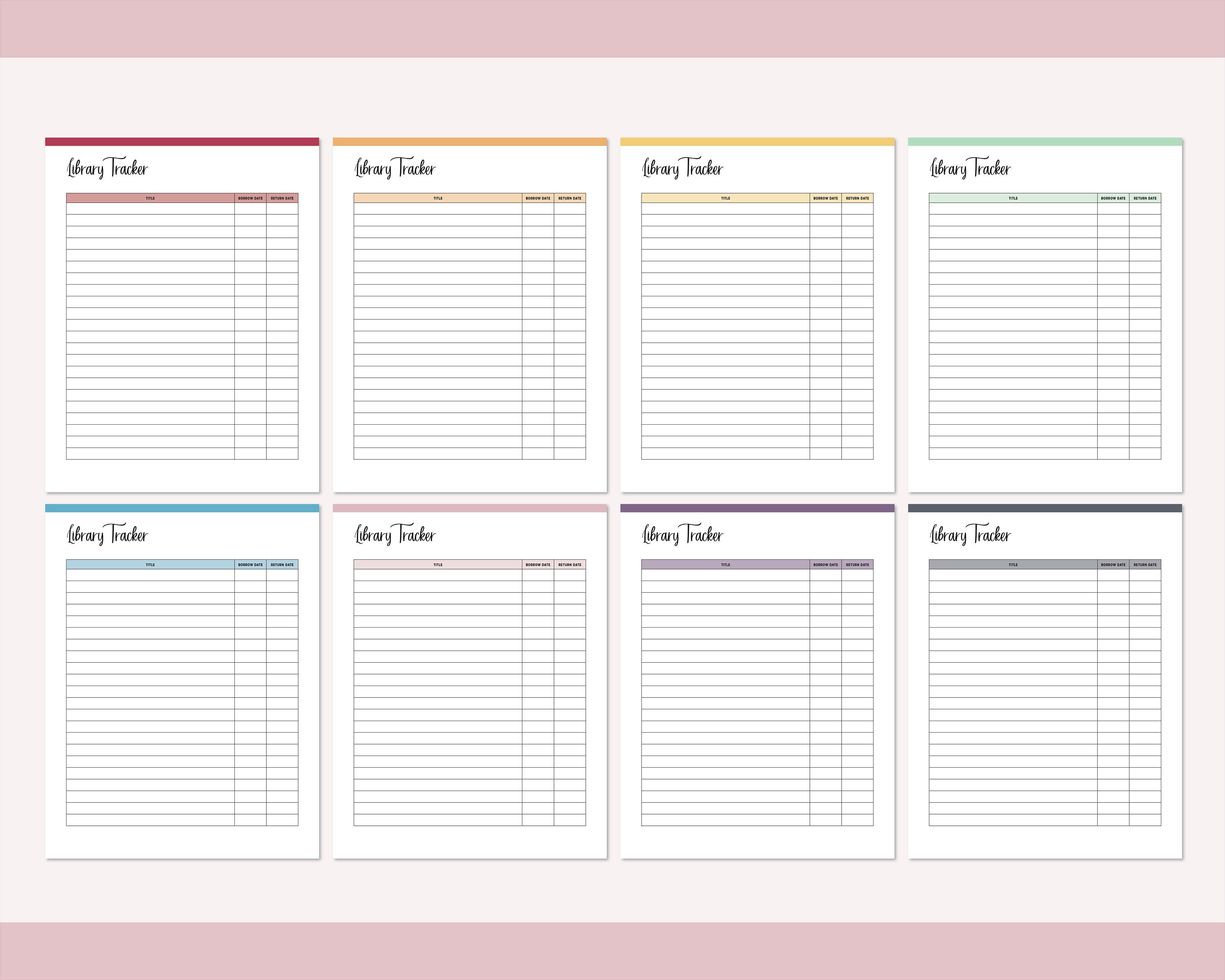 Printable Library Book Tracker Library Borrowing Planner - Etsy