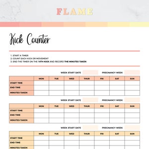 Baby Kick Counter PDF, Fetal Kick Count Log, Baby Movement Tracker ...
