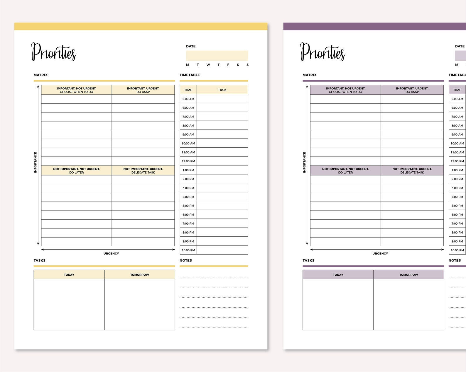 Work Priority Matrix Printable Eisenhower Matrix Daily Task - Etsy