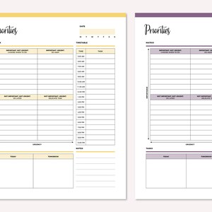 Work Priority Matrix Printable, Eisenhower Matrix, Daily Task Planner ...