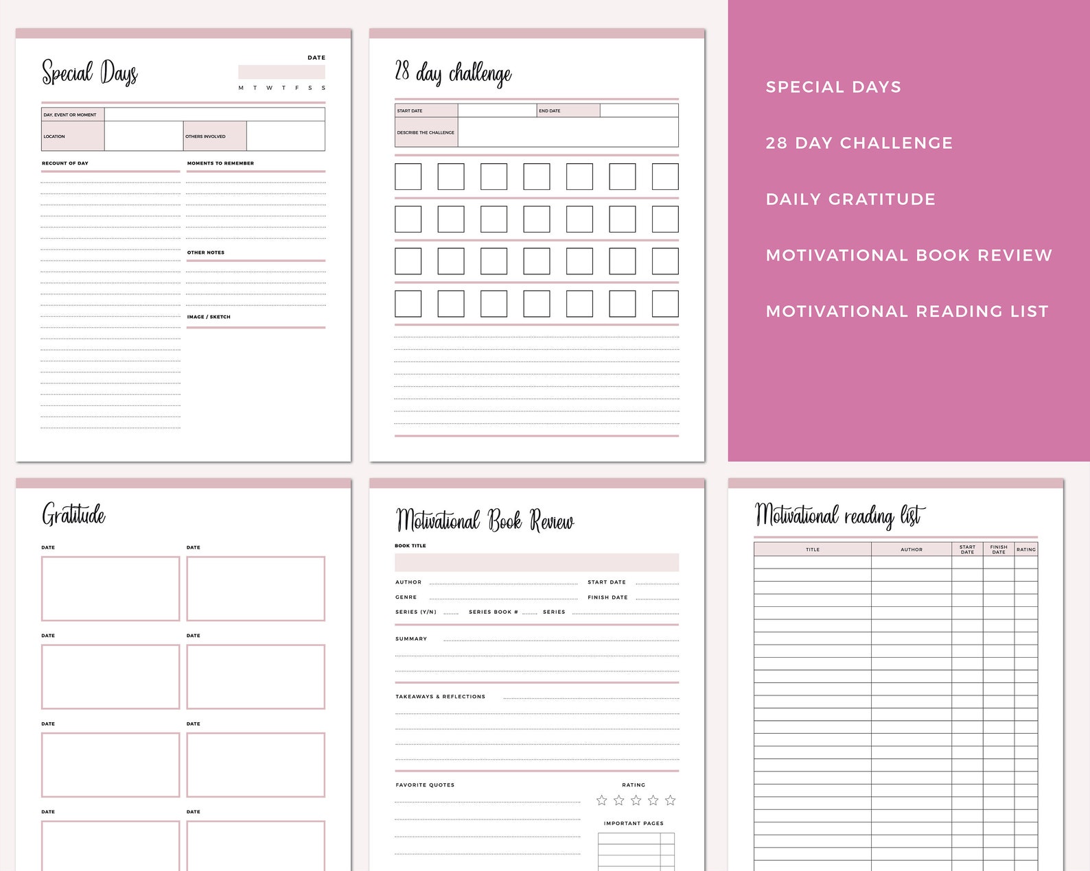 Gratitude Journal Printable, Positivity Planner, Anxiety Journal ...