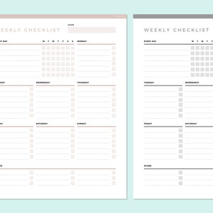 Editable Weekly Checklist Printable, Fillable to Do List , Weekly ...