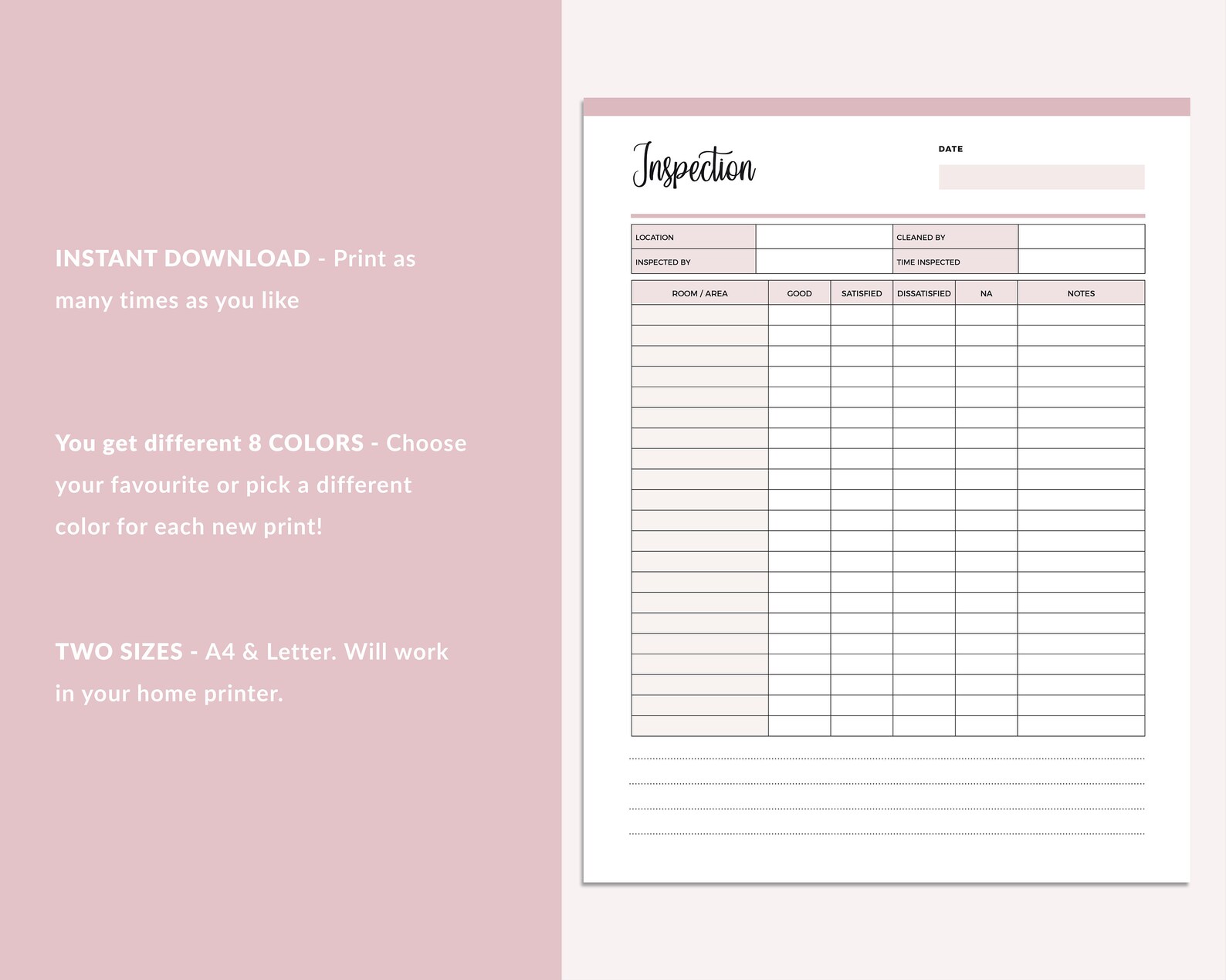 Printable Cleaning Business Inspection Checklist - Cleaner Inspection ...
