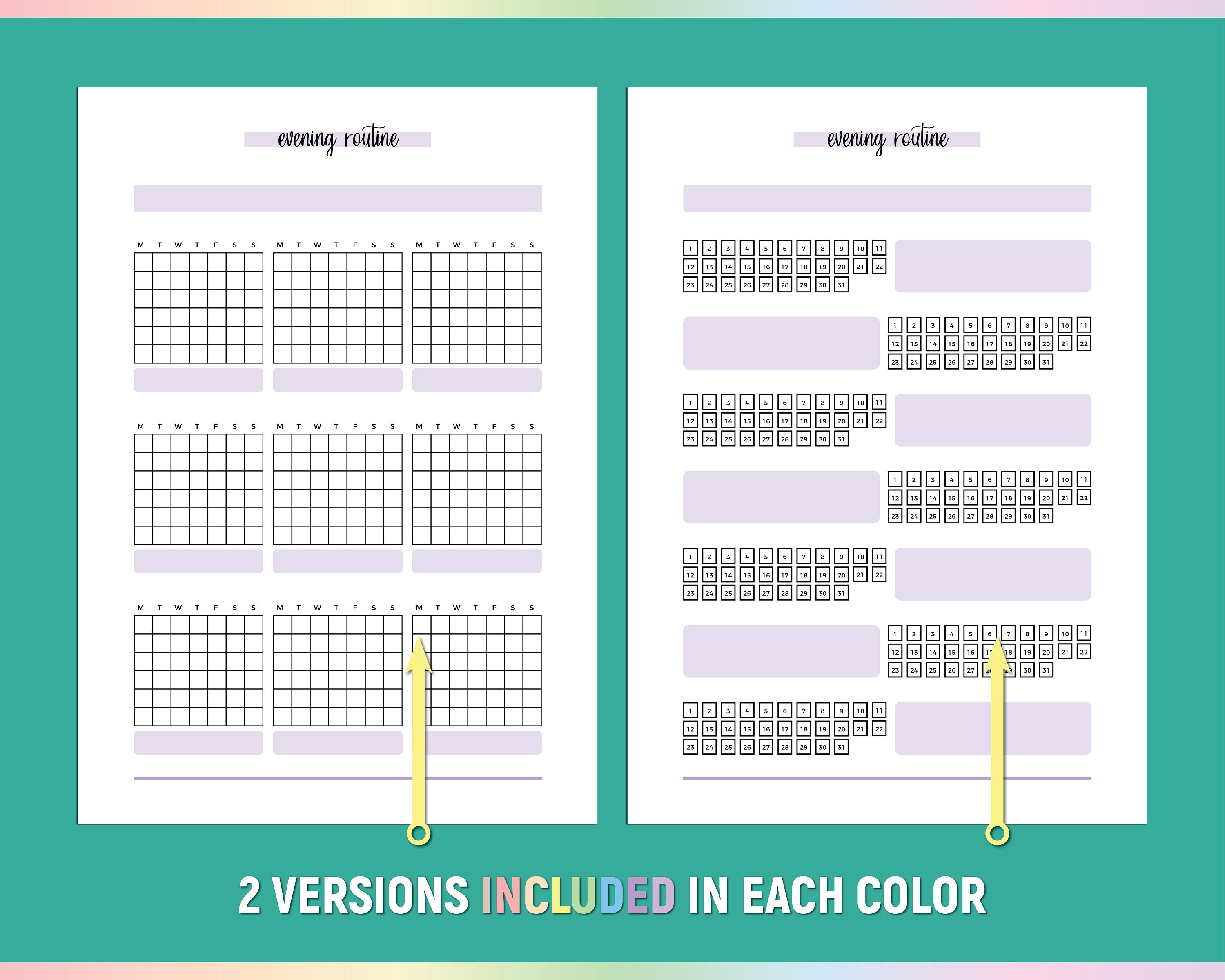 A5 Monthly Evening Routine Template, Printable Evening Rituals Tracker ...