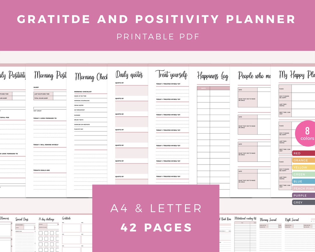 Gratitude Journal Printable, Positivity Planner, Anxiety Journal ...