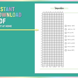 A5 Temperature Tracker, Printable Heat Journal, Simple Todays ...