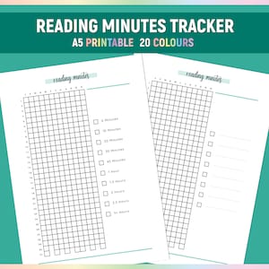 A5 Reading Minutes Tracker, Printable Reading Habit Journal, Simple ...