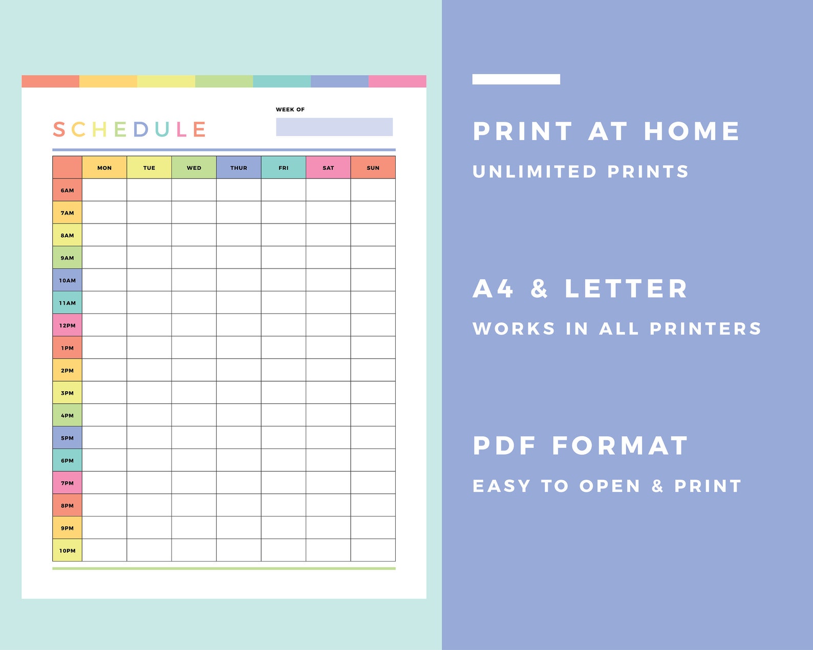 Printable Weekly Schedule for Kids, 1 Hour Increments, Week Planner for ...