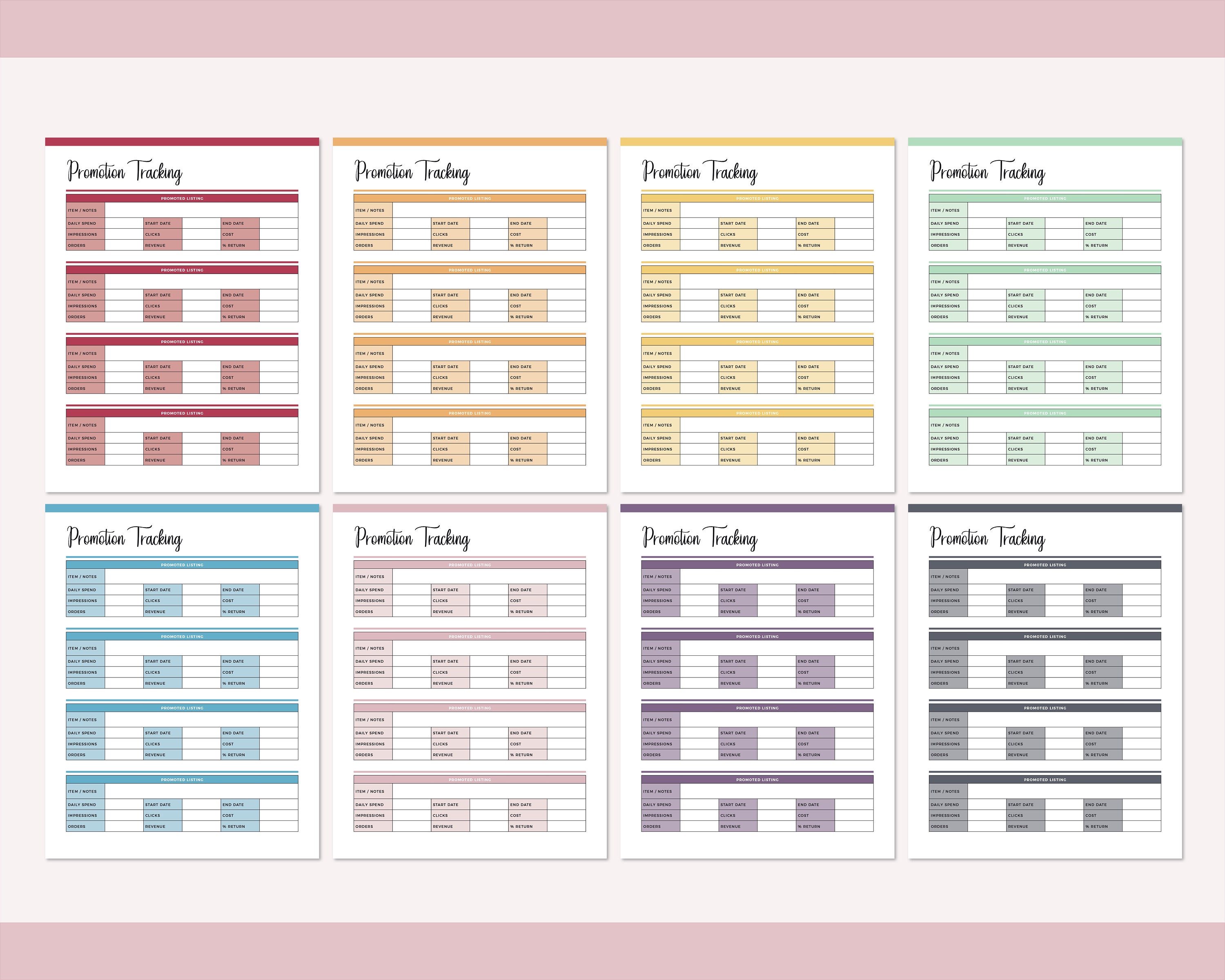 Printable Promoted Listing Sheet, Online Seller Promotion Tracker, Ad ...