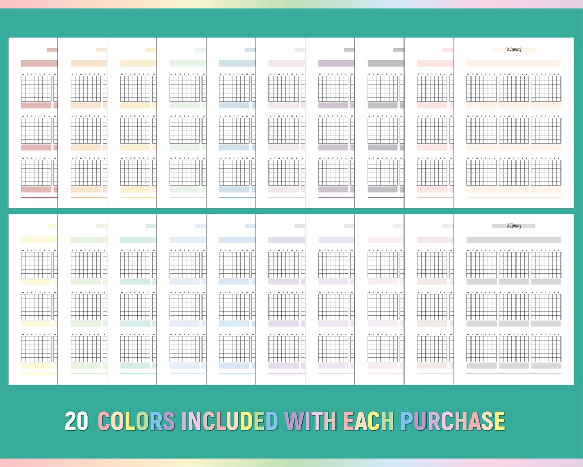 A5 Monthly Vitamins Template, Printable Supplement Tracking Tracker ...