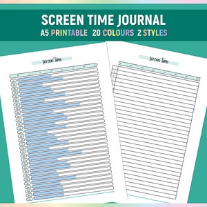 A5 Monthly Screen Time Template, Printable Digital Wellbeing Tracker ...