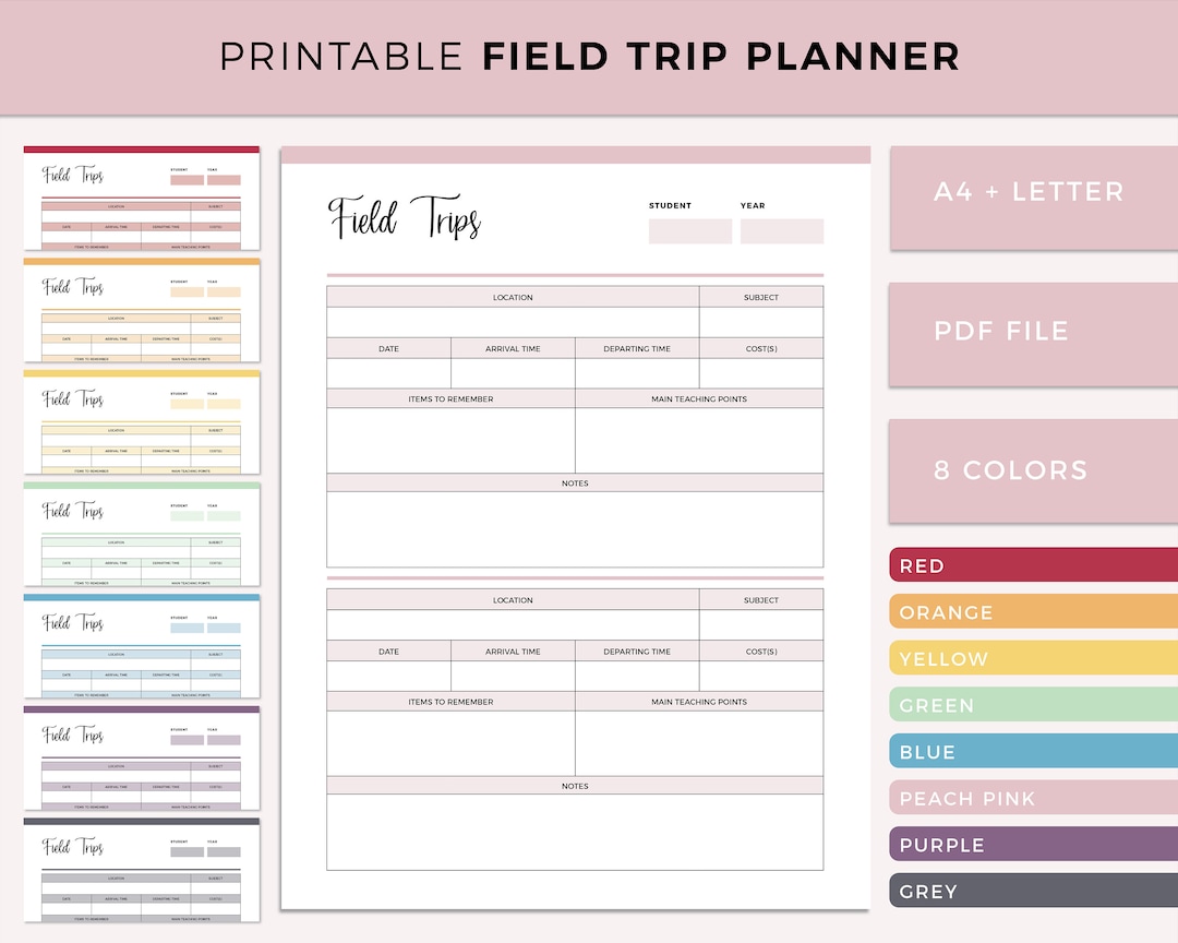 Homeschool Field Trip Planner Printable, Home School Excursion Planner ...
