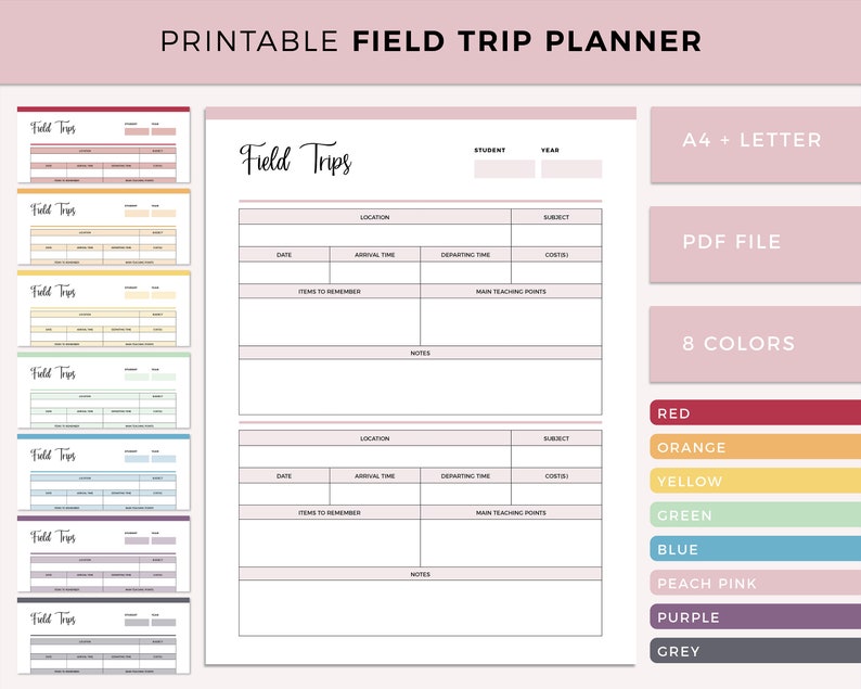 Homeschool Field Trip Planner Printable - Home School Excursion Planner ...