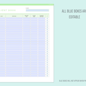 Editable Client Tracker, Client Book, Client Log, Client Payment ...