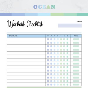 Printable Workout Checklist PDF, Exercise Tracker Printable, Work Out ...