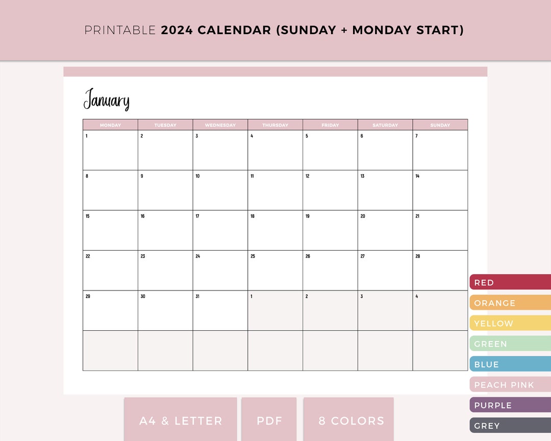 Editable 2023 Calendar 2024 Calendar 2024 Monthly Planner
