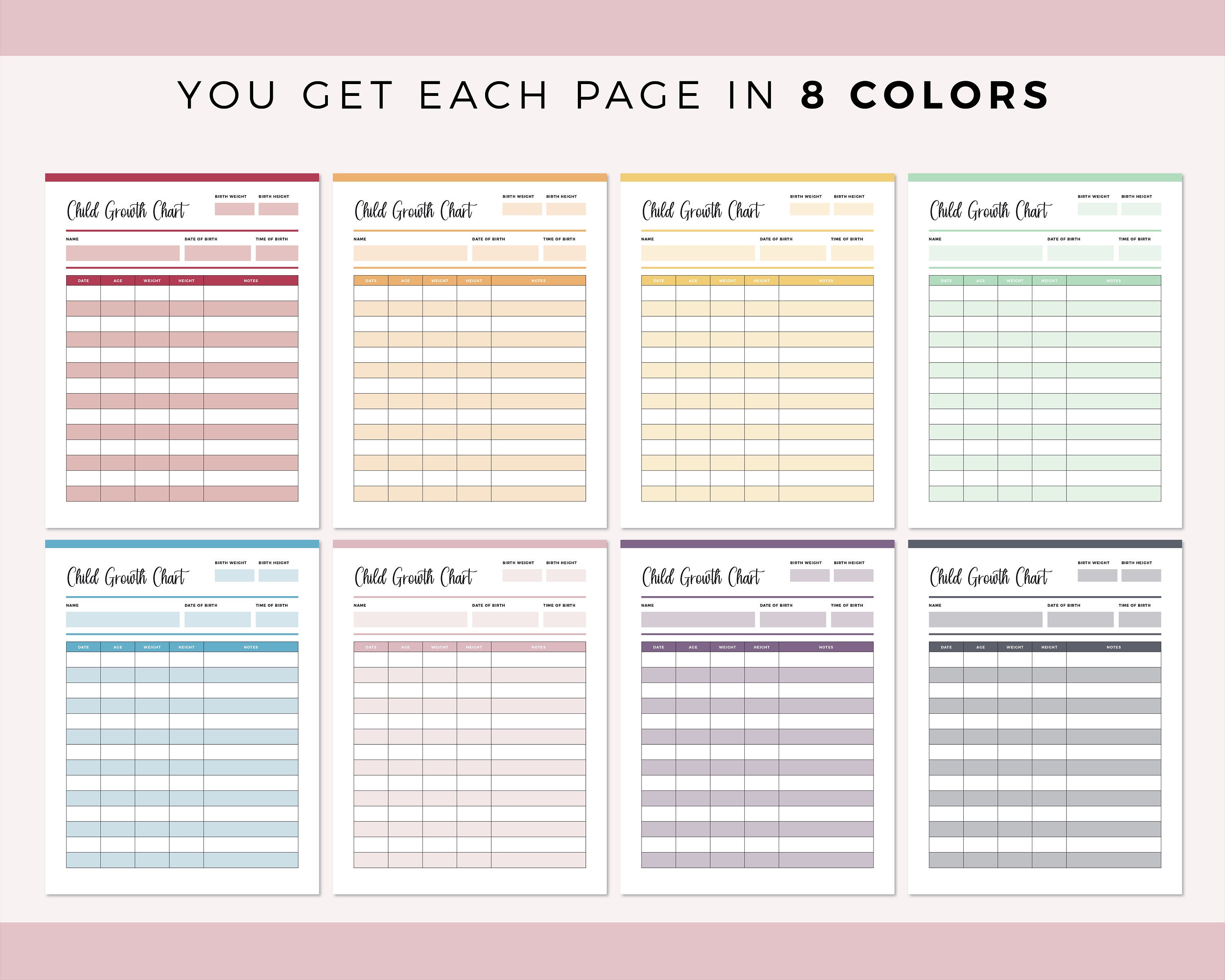 Printable Child Growth Chart Kid Size and Height Tracking - Etsy UK