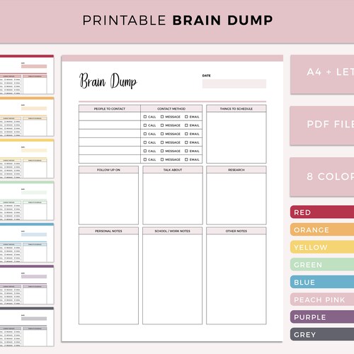 Brain Dump Printable Thought Organizer ADHD Brain Dump - Etsy
