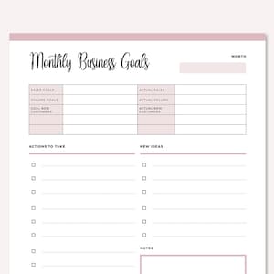 Printable Monthly Business Goals Planner, Direct Sales Goals, Goal ...