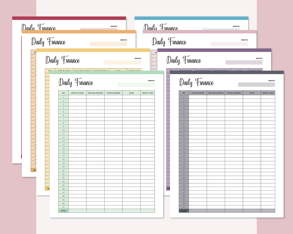 Printable Daily Sales Tracker, Daily Finance Sheet, Business Owner ...