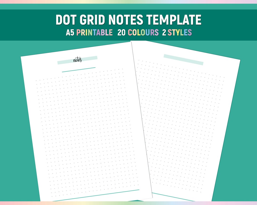 A5 Dot Grid Notes Template, Printable Dot Matrix Journal Tracker ...