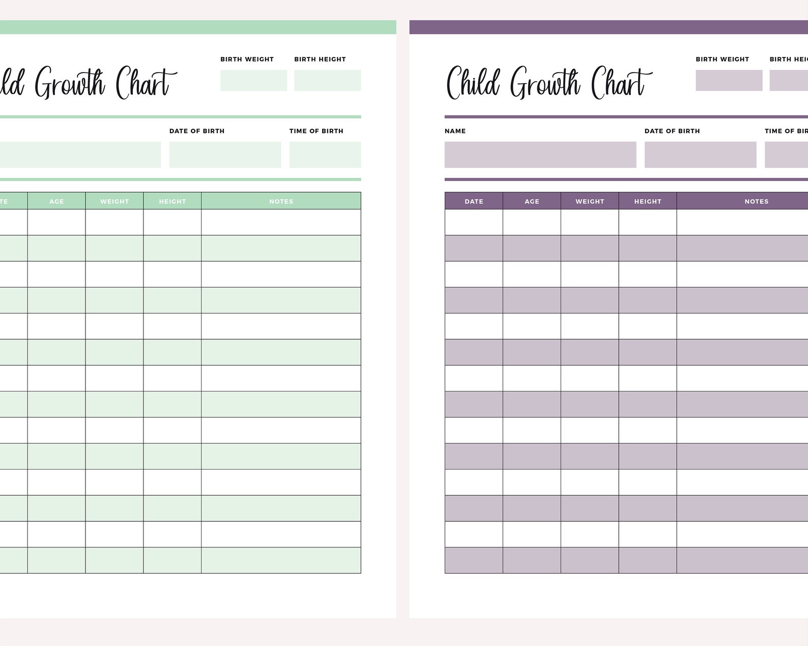 Printable Child Growth Chart Kid Size and Height Tracking | Etsy