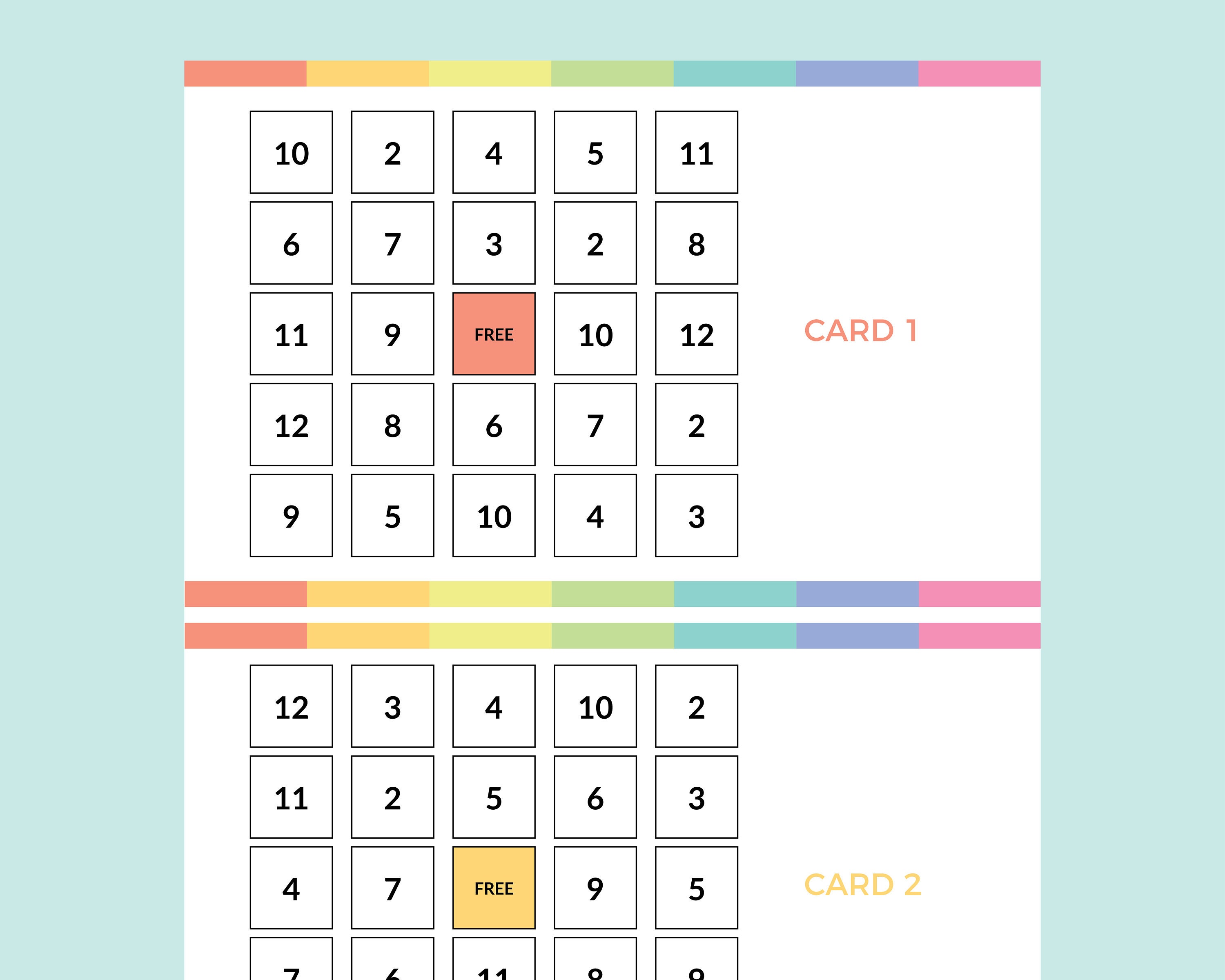 Printable Dice Bingo 2 Dice Bingo Printable Kids Games | Etsy