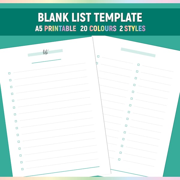 Blank List Template - Etsy