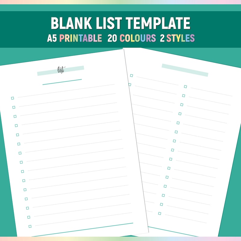 Blank List Template - Etsy