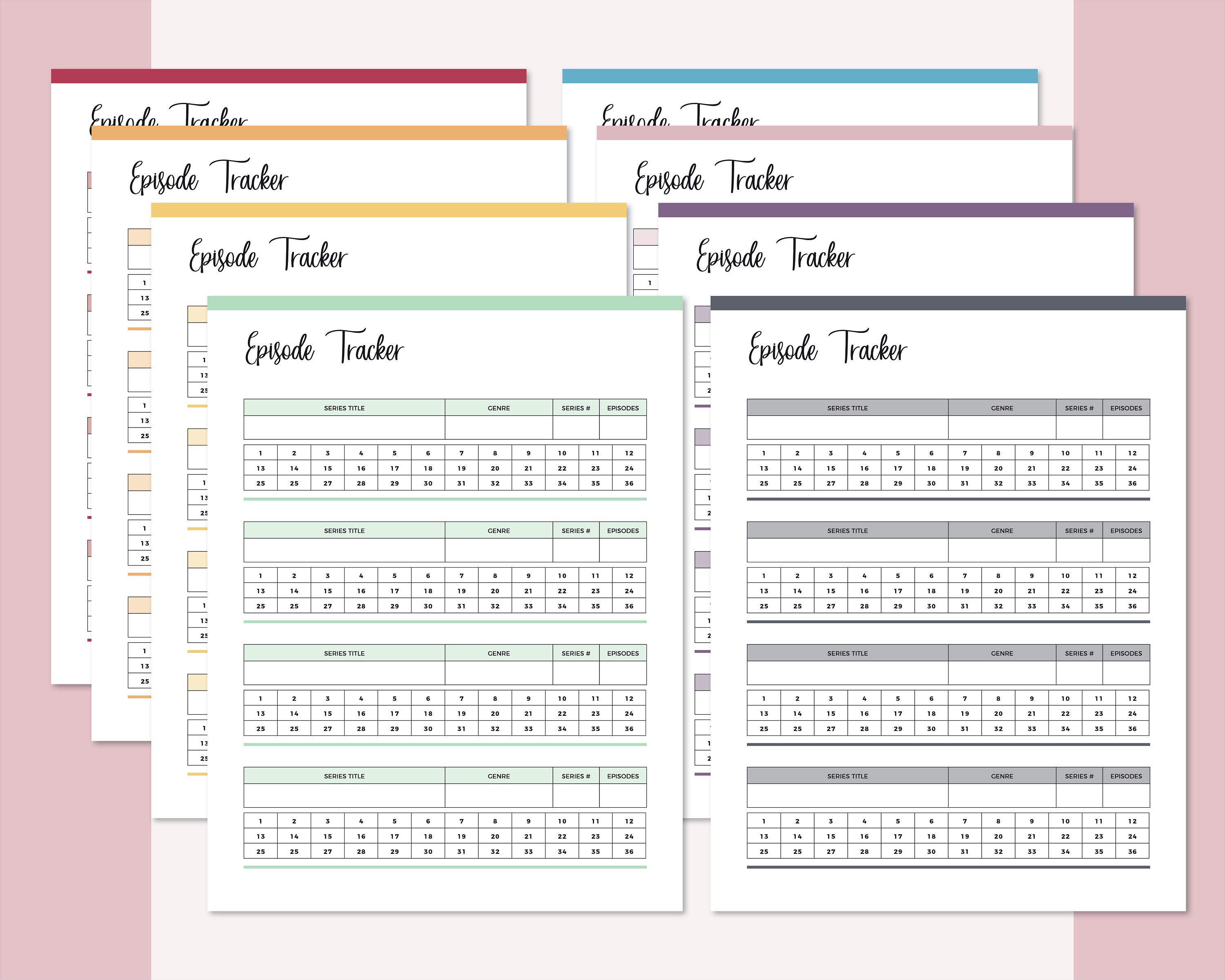 TV Episode Tracker Printable TV Series Tracking TV Log - Etsy