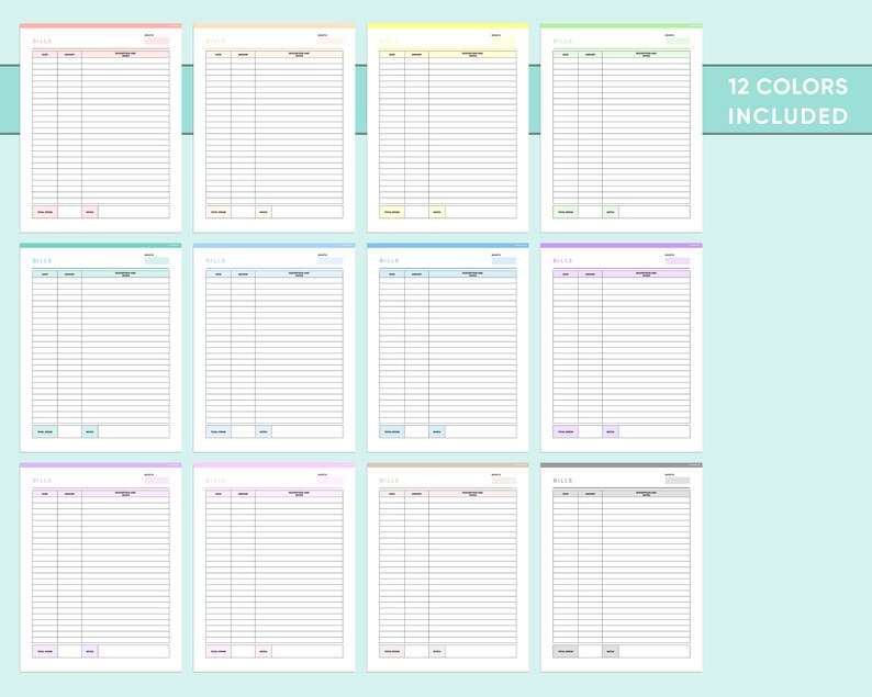 Editable Bill Tracker Printable, Bills Tracker, Monthly Bill Tracker ...