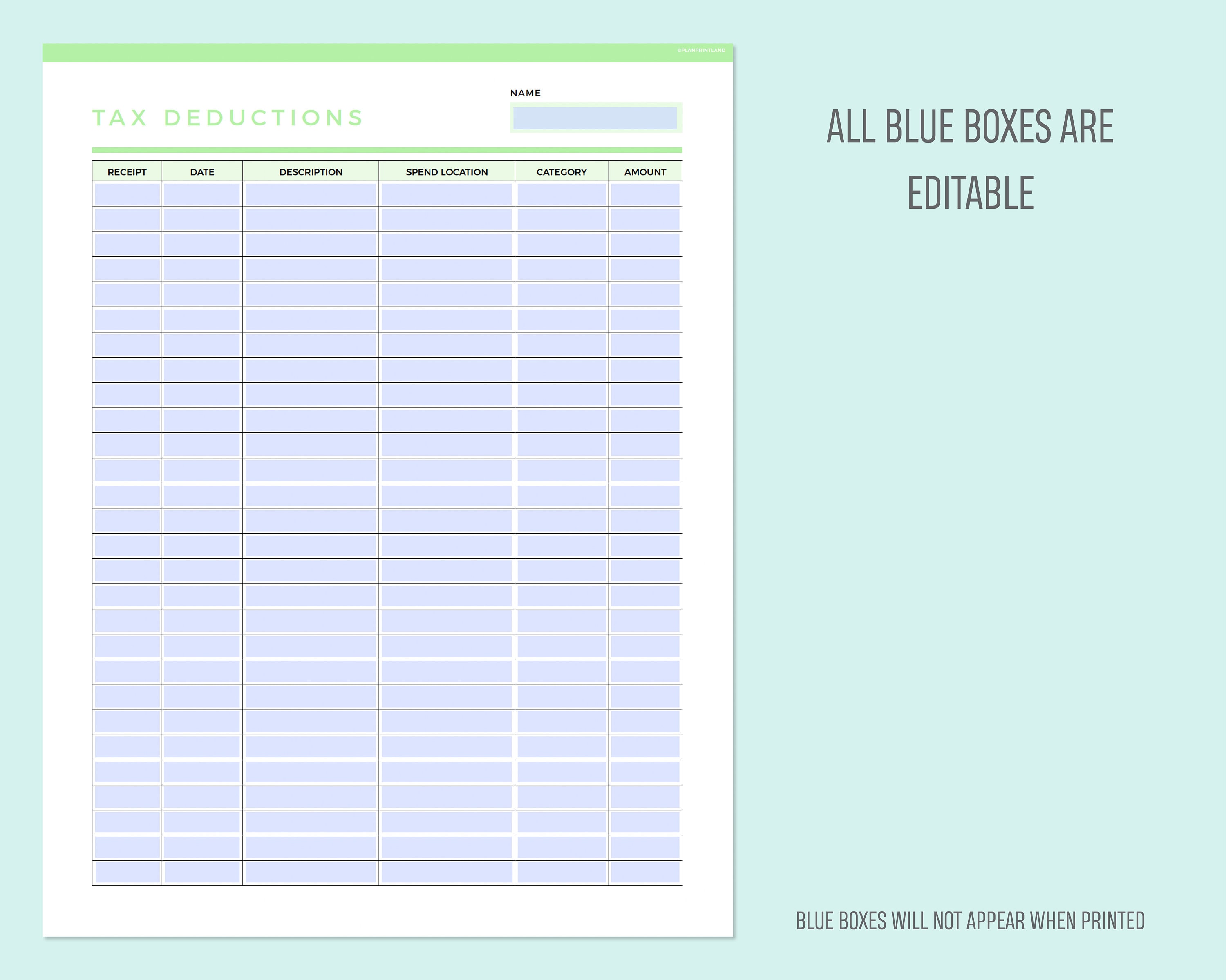 Editable Tax Deduction Tracker Printable - Etsy UK