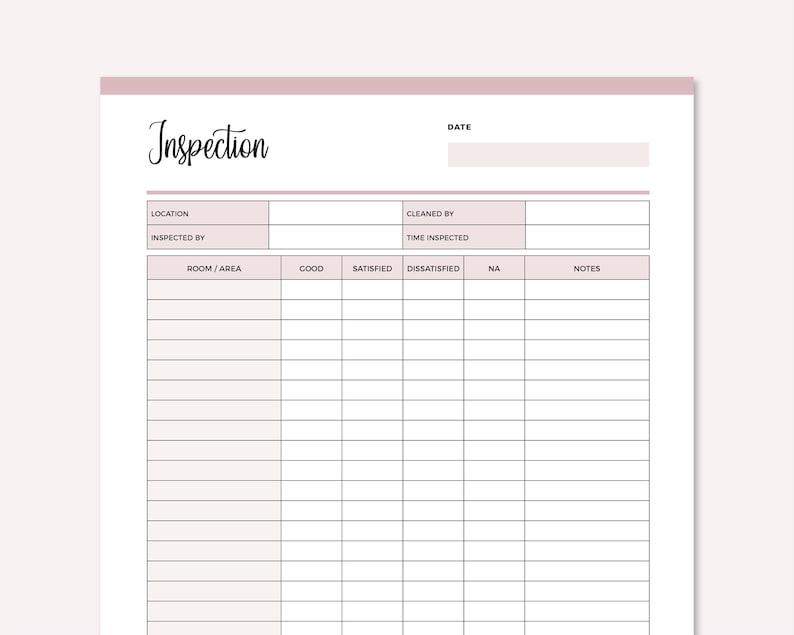 Printable Cleaning Business Inspection Checklist - Cleaner Inspection ...