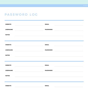 Editable Password Tracker Printable, Fillable Password Book, Password ...