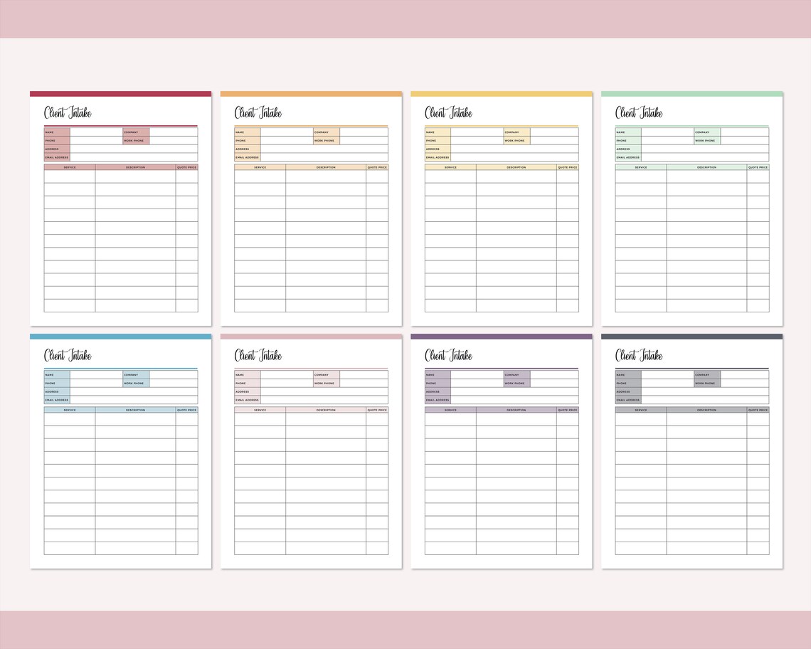 Printable Client Intake Form Client Service List Client - Etsy Australia