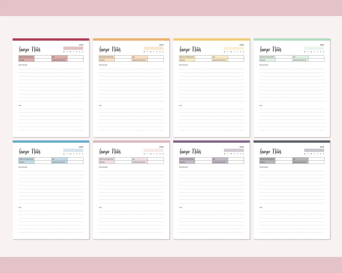 Printable Lawyer Notes Print at Home Communication Sheet for - Etsy