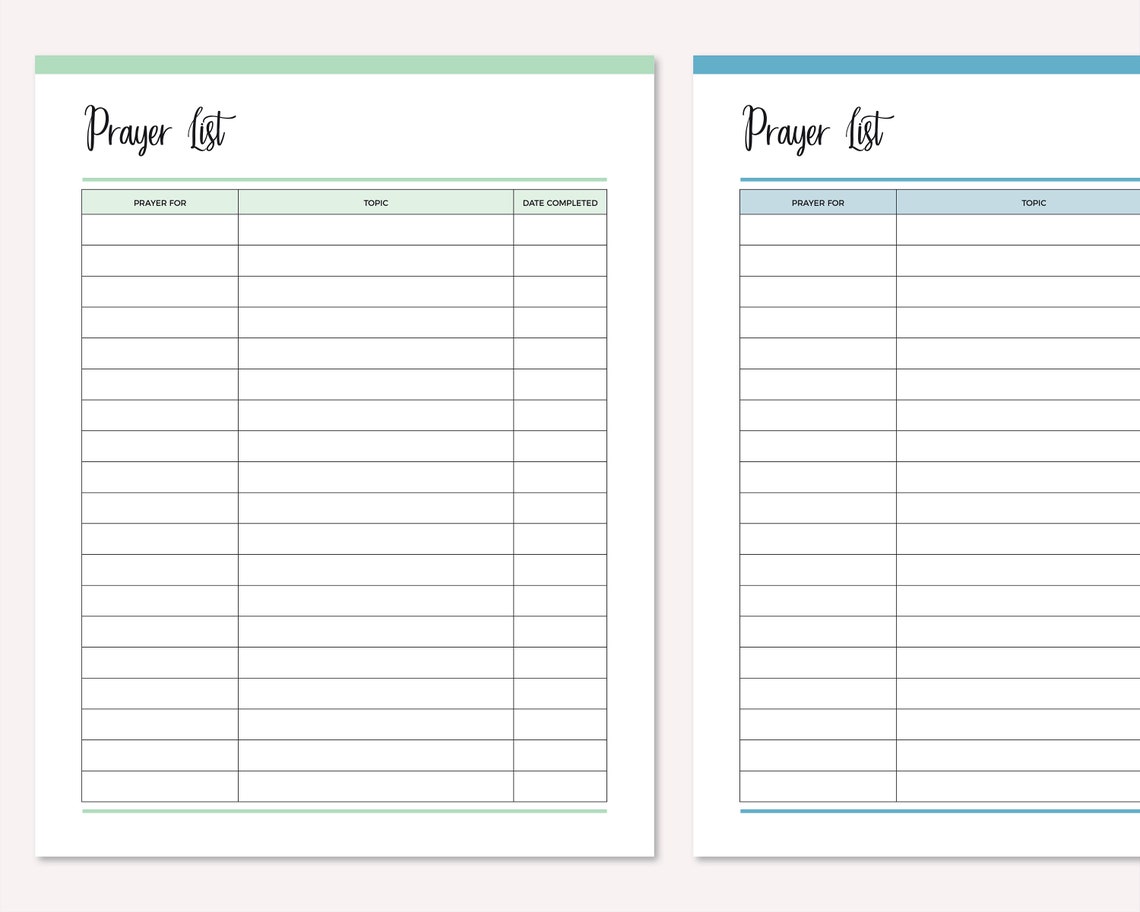 Printable Prayer List Print at Home Prayer Journal Planner | Etsy