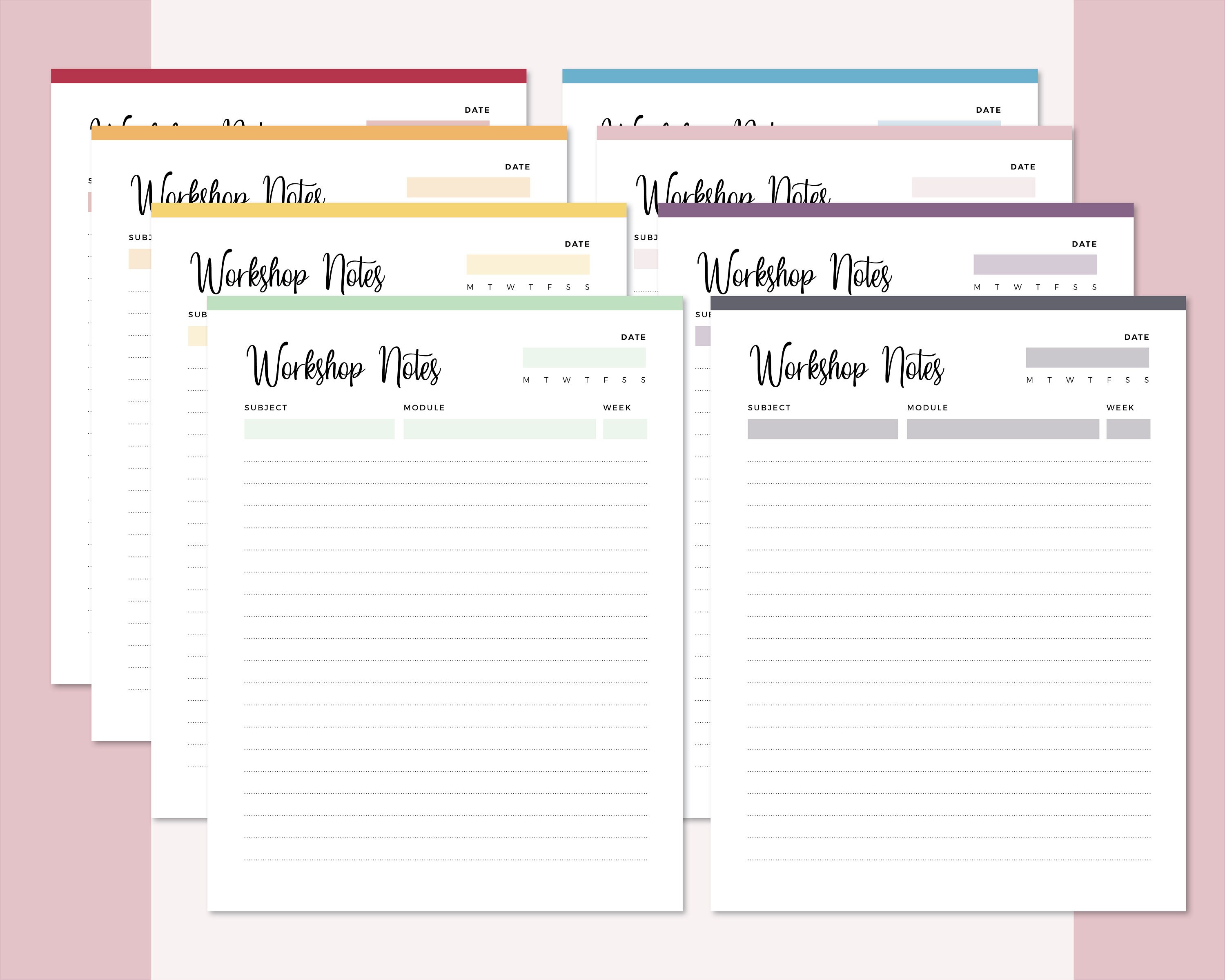 Printable University Workshop Notes Print at Home College - Etsy